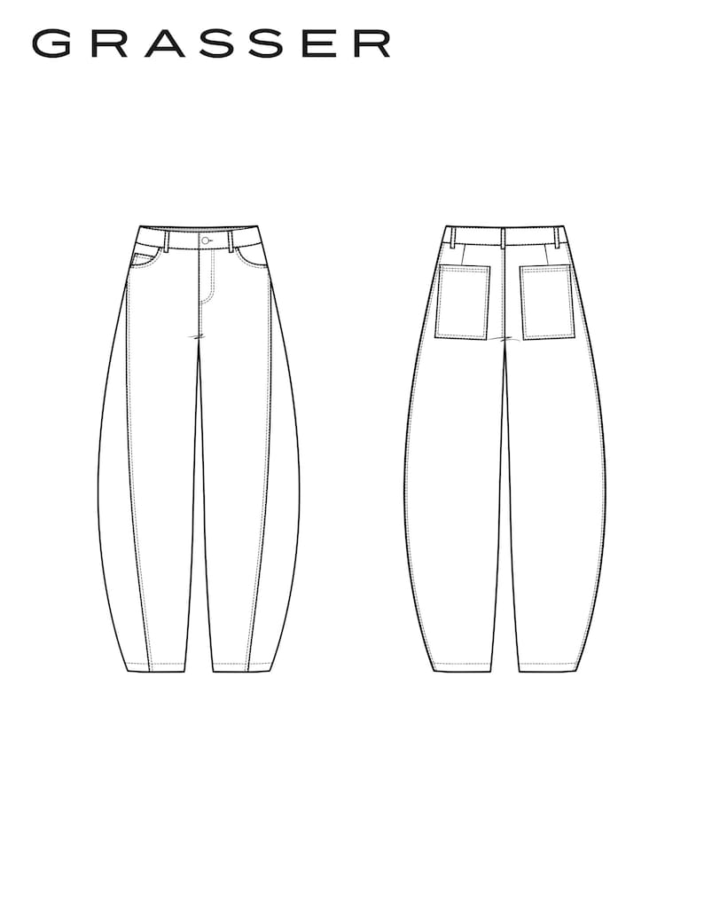 Balloon Jeans Sewing Pattern PDF | Barrel Pants DIY | Women's Trousers ...
