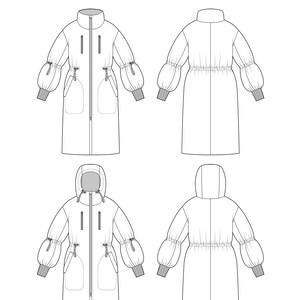 Puffer Coat Pdf Sewing Pattern for Women Sizes 46 / 48 / 50 (RU ...