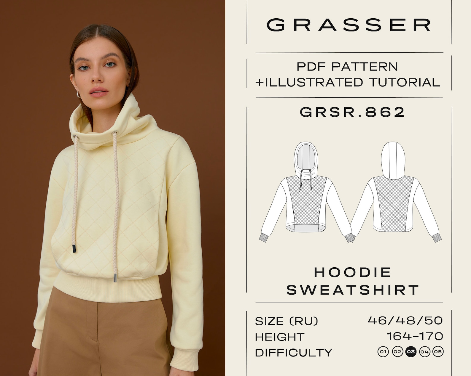 Hoodie and Sweatshirt Sewing Pattern Sizes 46 / 48 / 50 (RU) | Model No ...