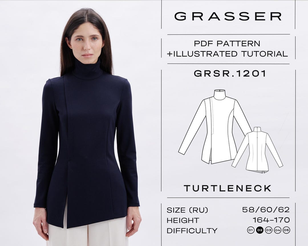 Turtleneck Sweater Pdf Sewing Pattern Sizes 58 / 60 / 62 (RU) | Model ...