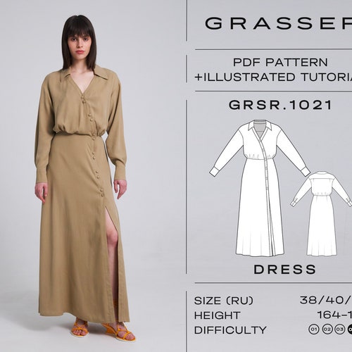 Dress Pdf Sewing Pattern With Tutorial Sizes 38 / 40 / 42 - Etsy