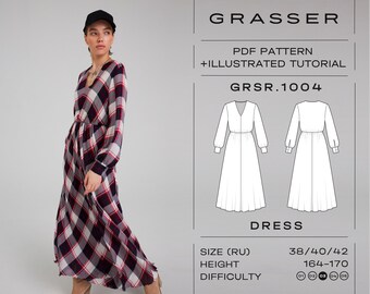 Dress Pdf Sewing Pattern With Tutorial Sizes 38 / 40 / 42 - Etsy UK