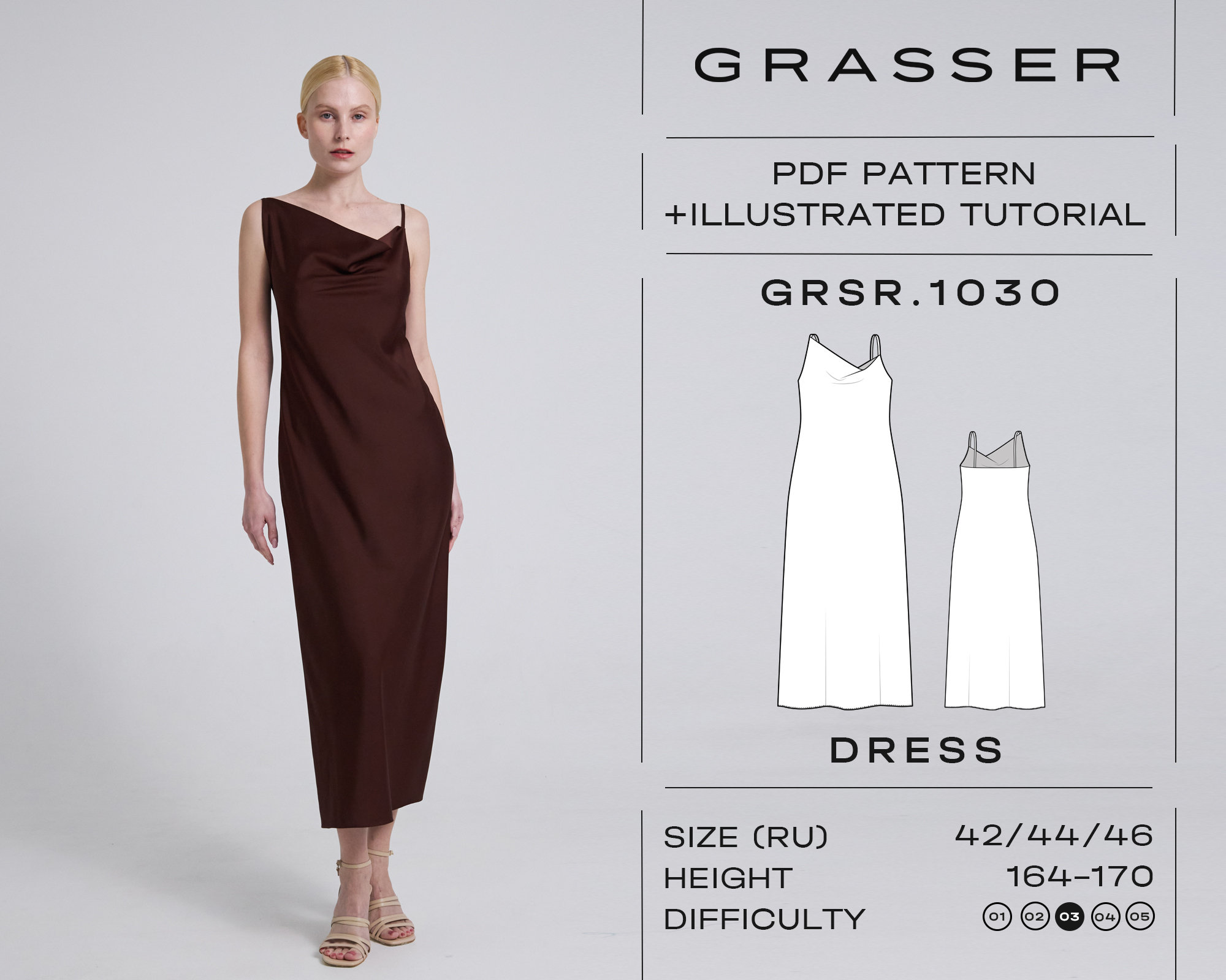 Bias Cut Dress Sewing Pattern With Tutorial Sizes 42 / 44 / - Etsy