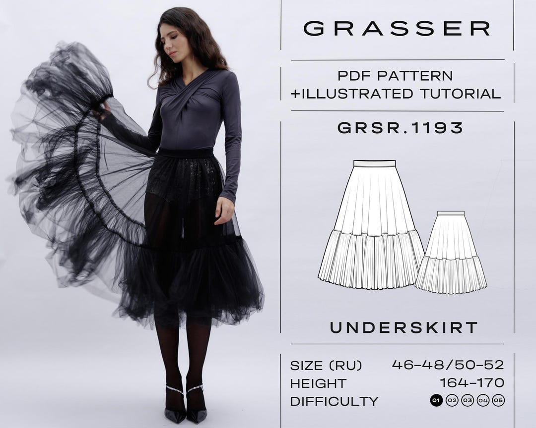 Underskirt Pdf Sewing Pattern for Beginners | Sizes 46-48 / 50-52 (RU ...