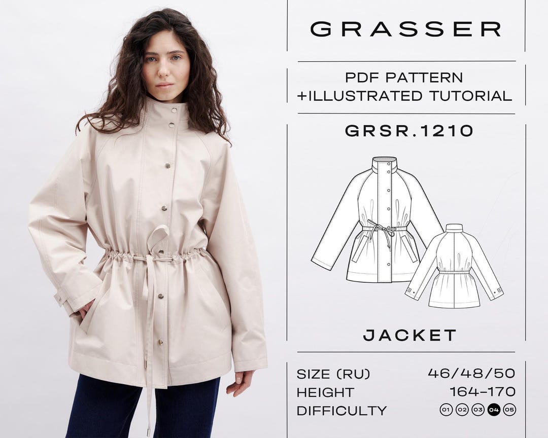 Oversized Raglan Windbreaker Jacket PDF Sewing Pattern | Sizes 46 / 48 ...