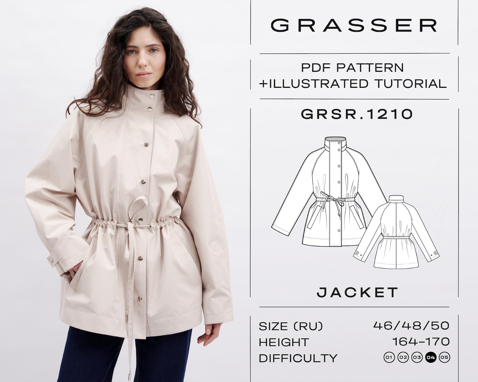Oversized Raglan Windbreaker Jacket PDF Sewing Pattern | Sizes 46 / 48 ...