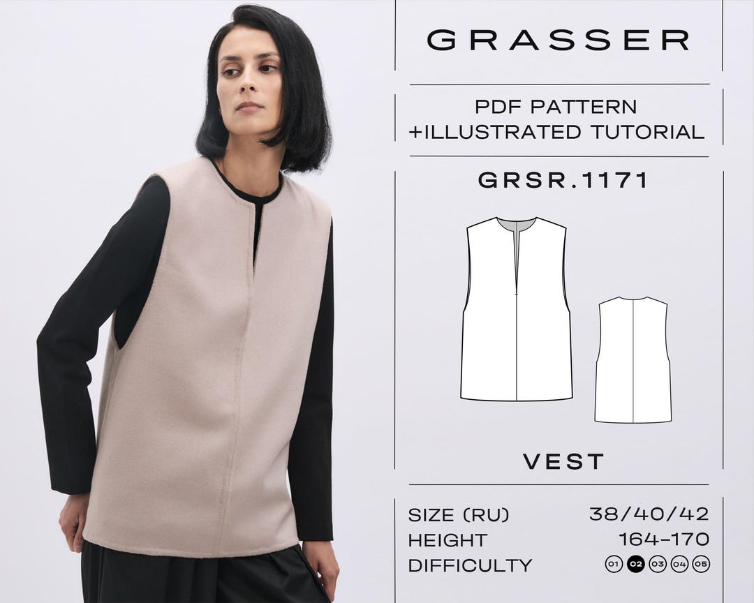 Double Layer Vest Pdf Sewing Pattern for Women | Sizes 38 / 40 / 42 (RU ...