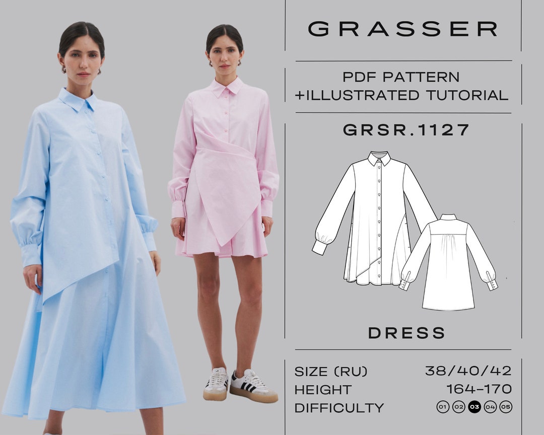 A-line Dress Pdf Sewing Pattern With Tutorial | Sizes 38 / 40 / 42 (RU ...