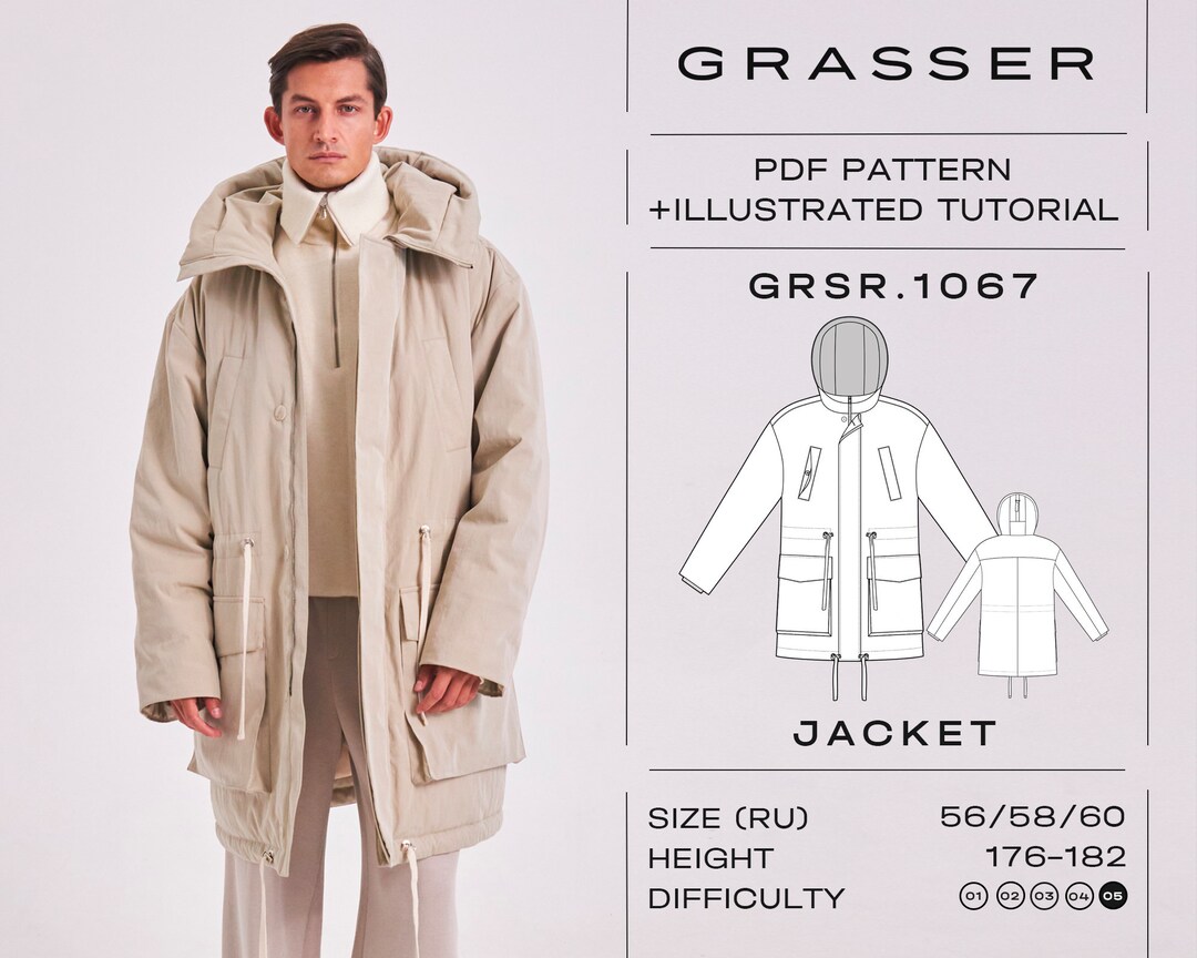 Insulated Jacket Pdf Sewing Pattern for Men | Sizes 56 / 58 / 60 (RU ...