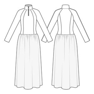 PDF Sewing Pattern | Sporty Midi Dress With Long Sleeves | Sizes 46 ...