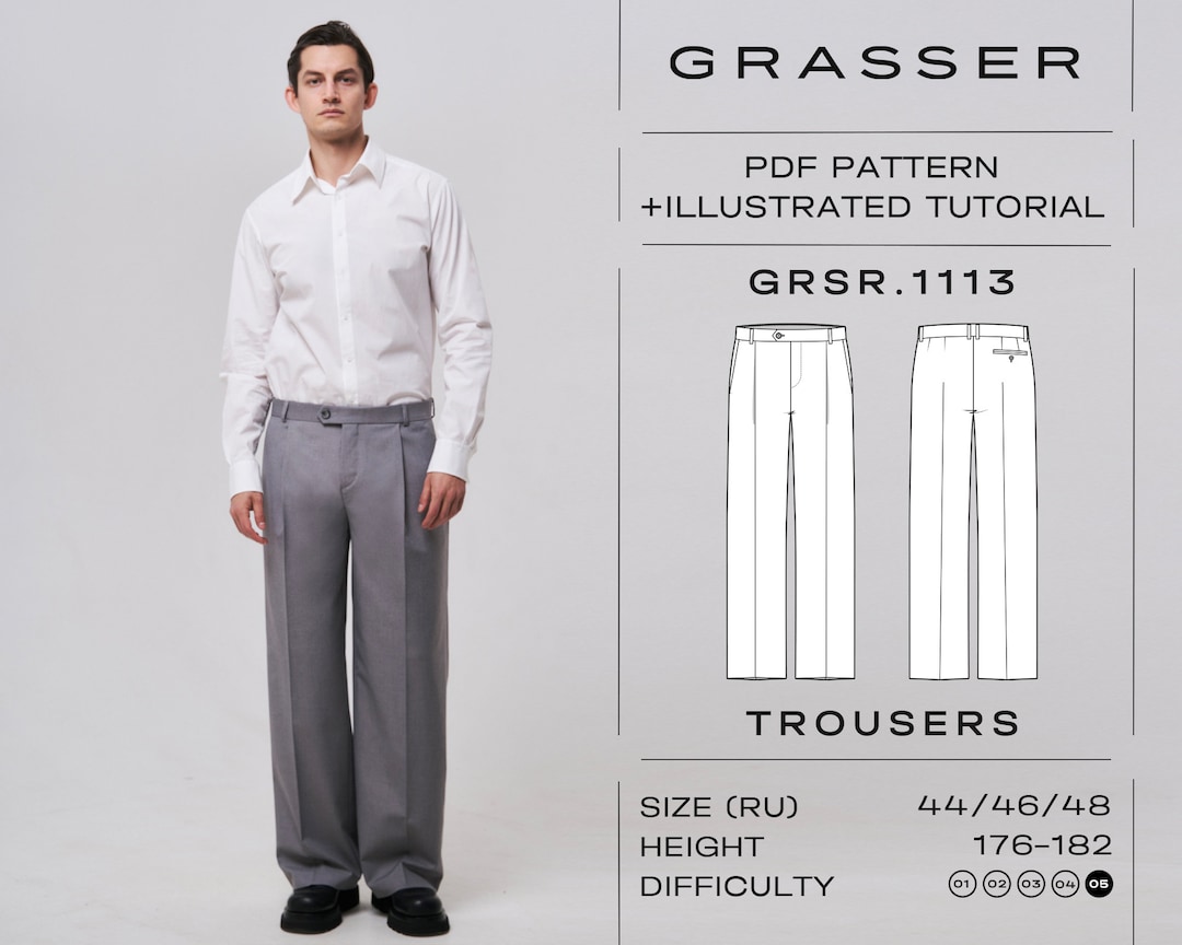 Men's Trousers Pdf Sewing Pattern for Men | Sizes 44 / 46 / 48 (RU ...
