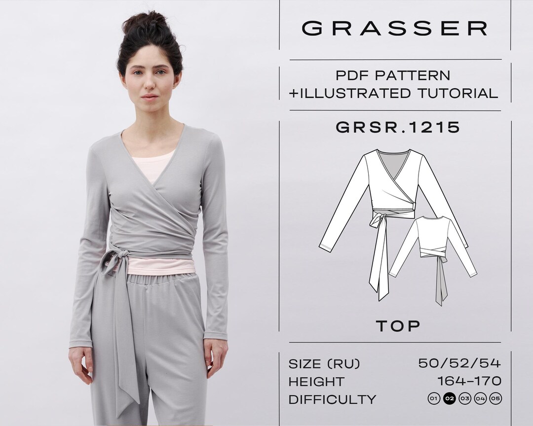 Balletcore Wrap Top PDF Sewing Pattern | Sizes 50 / 52 / 54 (RU ...