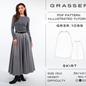Flared Skirt Pdf Sewing Pattern for Beginners | Sizes 38 / 40 / 42 (RU ...