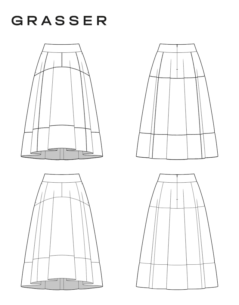 Skirt Pdf Sewing Pattern Sizes 38 / 40 / 42 RU Model No. 963 - Etsy