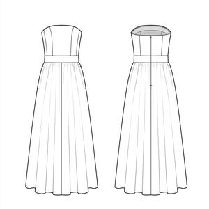 Strapless Dress Pdf Sewing Pattern for Women | Sizes 50 / 52 / 54 (RU ...