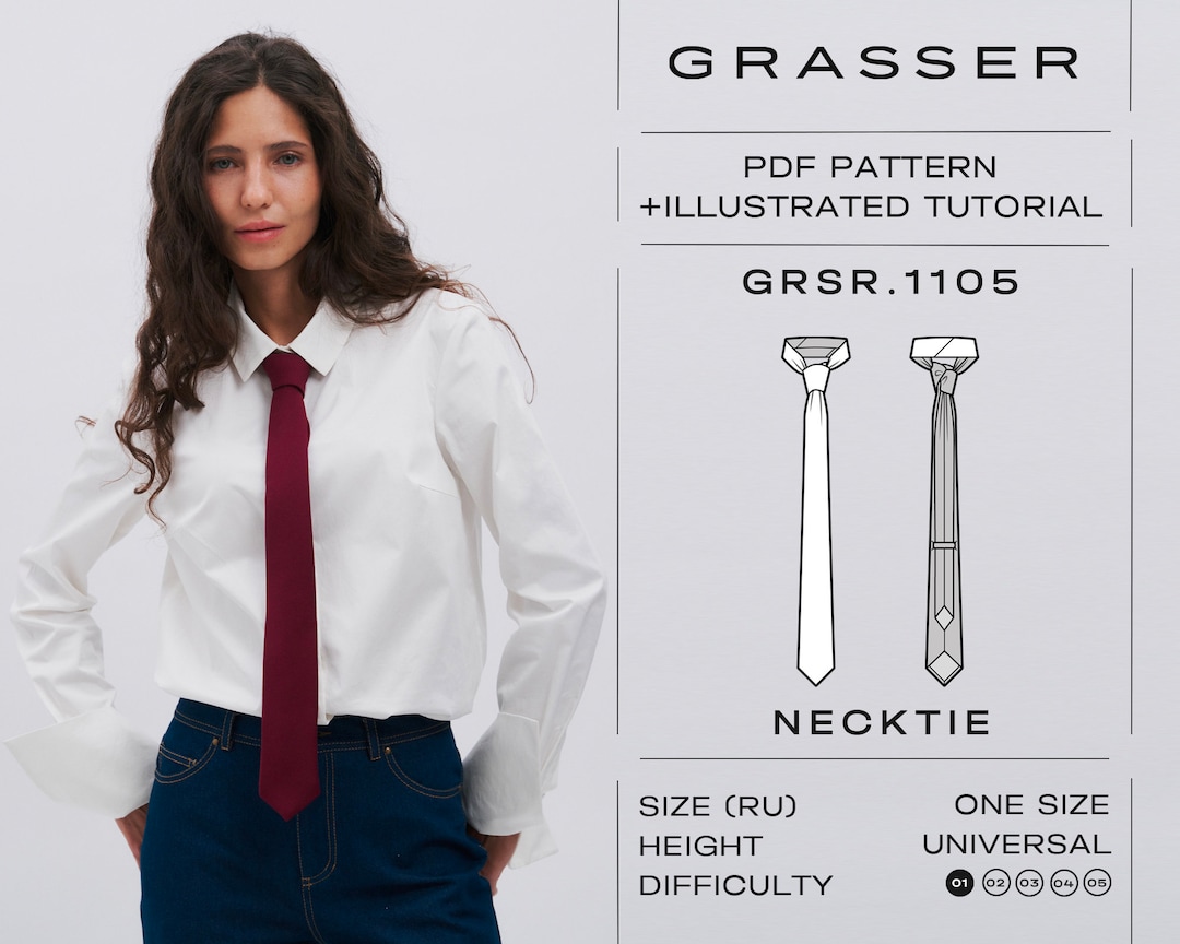 Tie Pattern PDF | Skinny Necktie Digital Pattern Model No. 1105 - Etsy