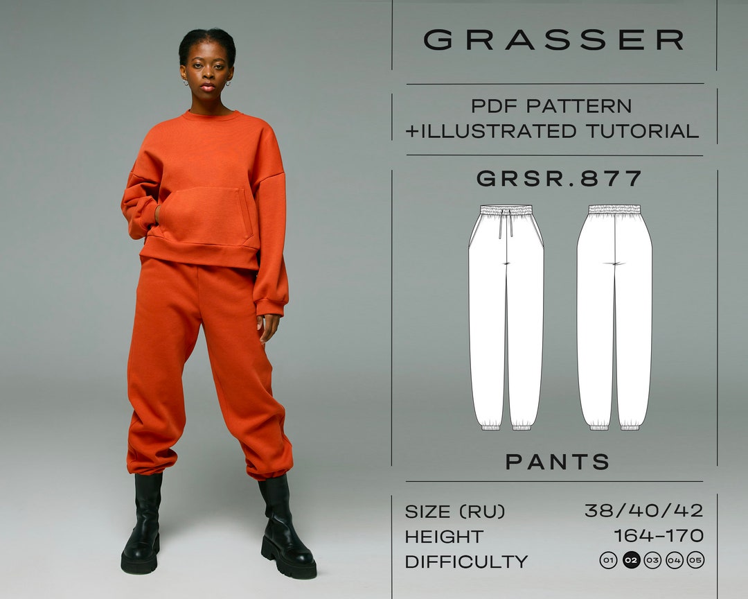 Pants Pdf Sewing Pattern for Women Sizes 38 / 40 / 42 RU Model No. 877 ...