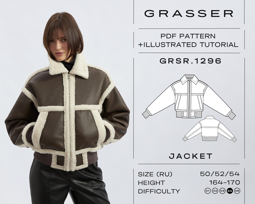 Shearling Jacket Sewing Pattern PDF | Sizes 50 / 52 / 54 (RU) | Grasser ...