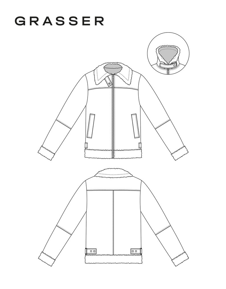 Aviator Jacket PDF Sewing Pattern for Women | Sizes 42 / 44 / 46 (RU ...