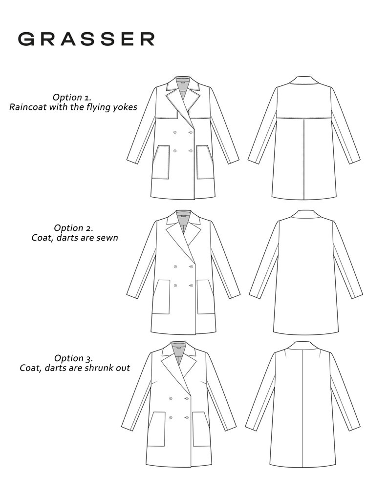 Coat and Raincoat Pdf Sewing Pattern for Women Sizes 38 / 40 / - Etsy