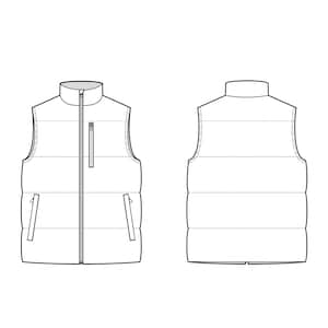 Puffer Vest Pdf Sewing Pattern for Men | Sizes 48 / 50 / 52 (RU ...