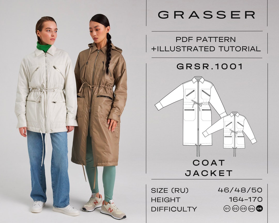 Coat and Jacket Pdf Sewing Pattern for Women Sizes 46 / 48 / 50 RU ...
