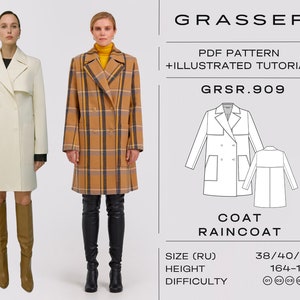 Coat and Raincoat Pdf Sewing Pattern for Women Sizes 38 / 40 / 42 RU ...