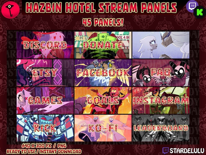 Hazbin Hotel Stream Panels Twitch Kick Panel Stream Streaming Overlay ...