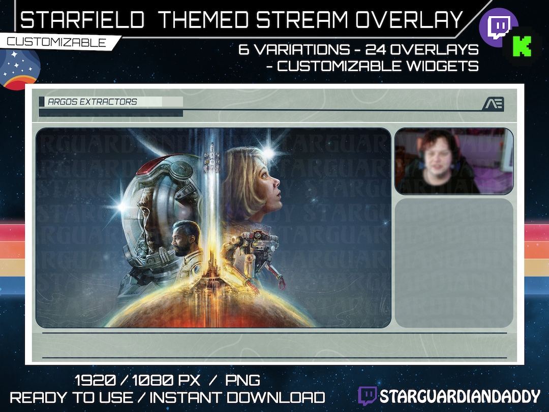 Starfield Stream Overlays X24 Customizable 6 Variations Twitch/kick ...