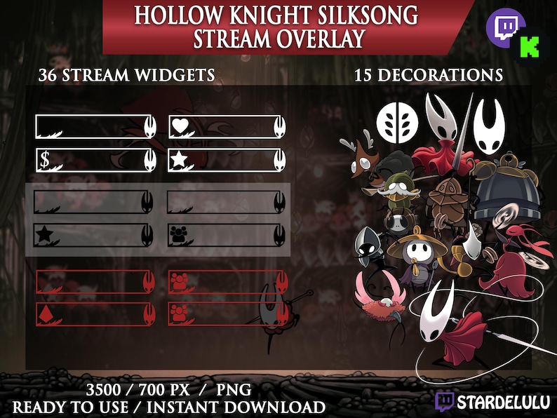 Hollow Knight: Silksong Stream Overlays - Customizable DIY - Twitch ...