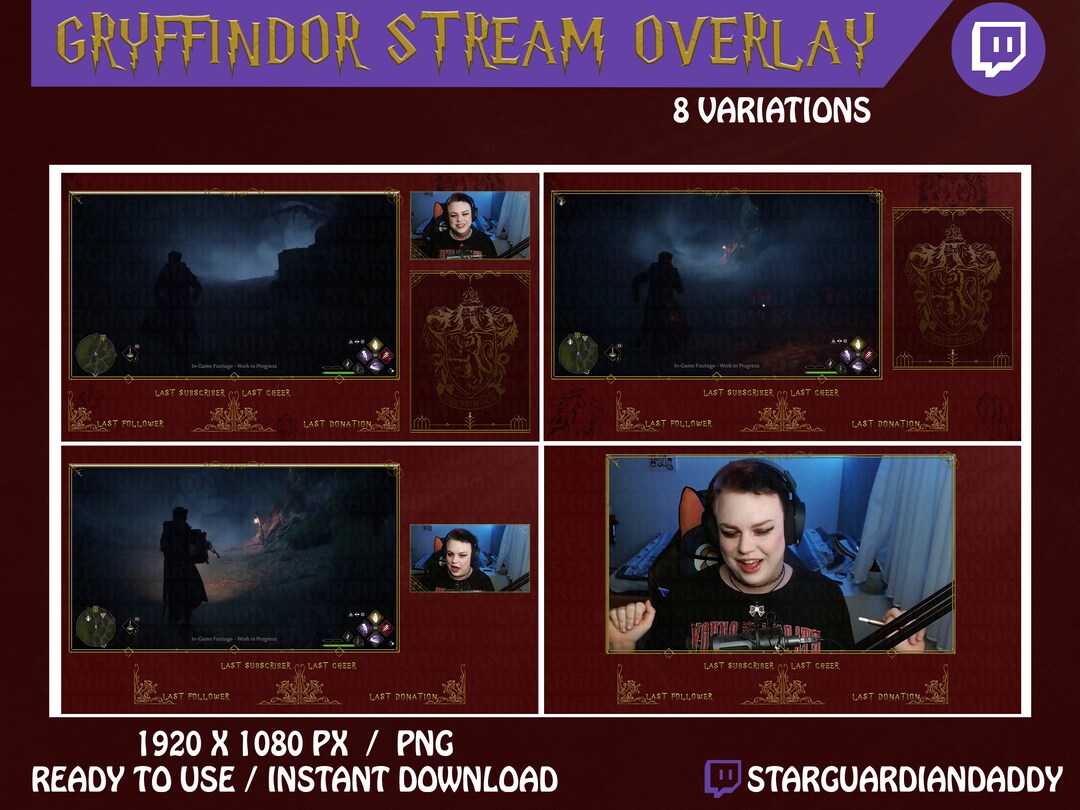 Gryffindor Themed Stream Overlay - Hogwarts Legacy - Harry P Layout ...