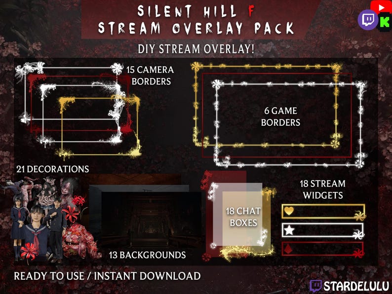 Silent Hill F - Stream Overlays - Customizable DIY - Twitch/kick ...