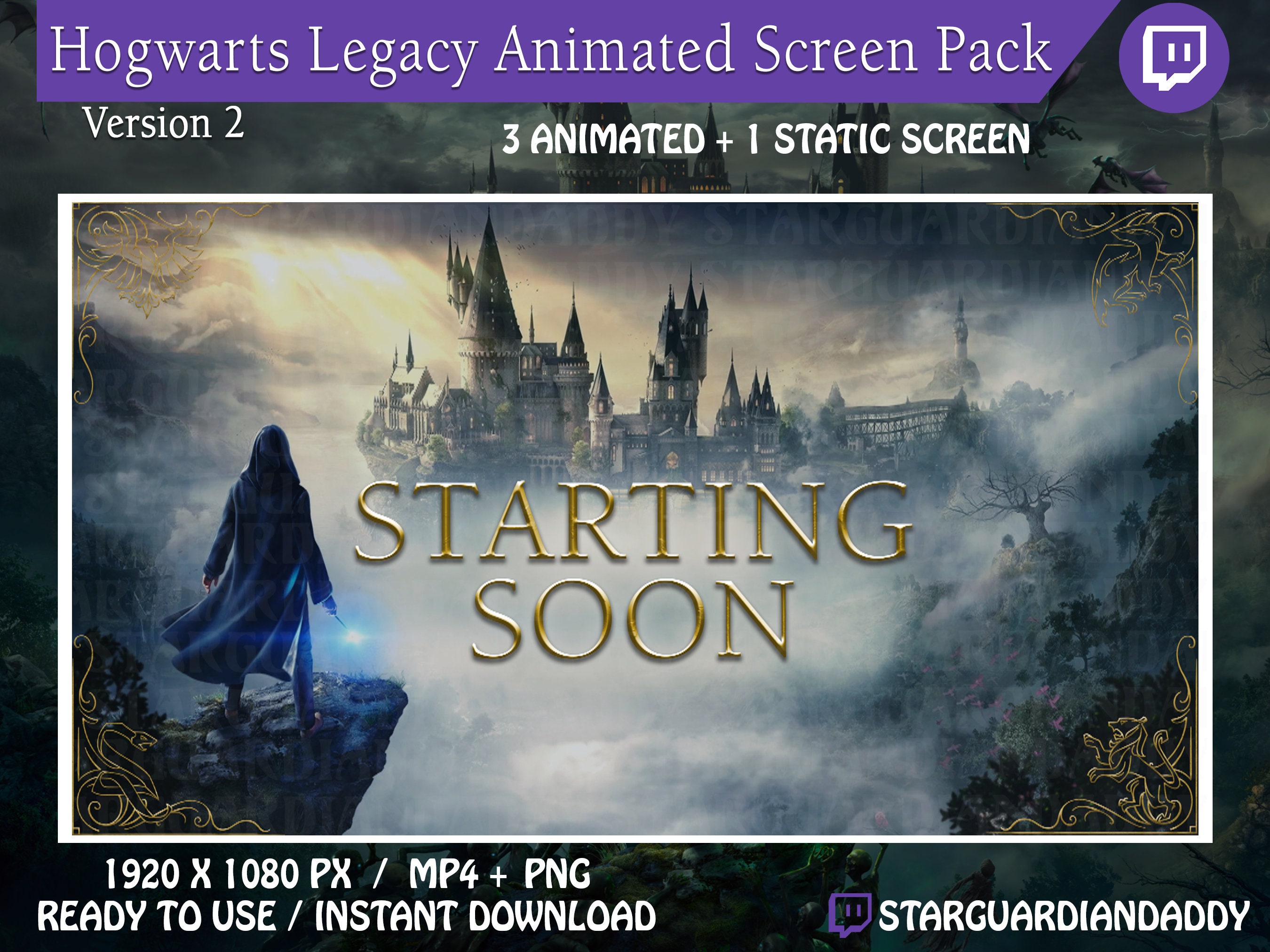 Hogwarts Legacy Screen Pack Overlay - Harry P Twitch Layout - Starting ...