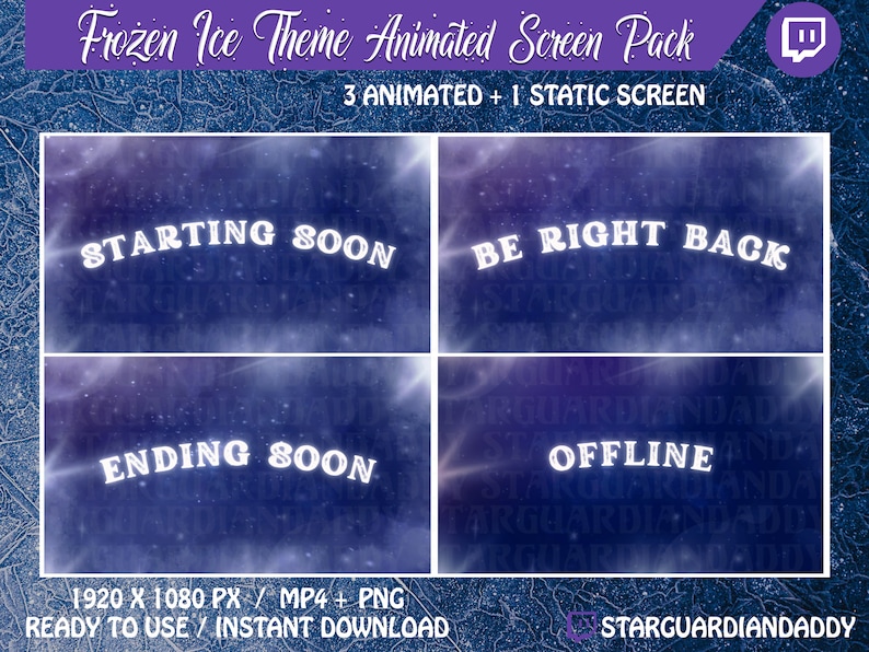 Frozen Ice Snow Christmas Theme - Twitch Animated Stream Screen Pack ...
