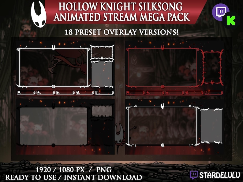 Hollow Knight: Silksong Animated Stream MEGA PACK - Over 130+ Assets ...
