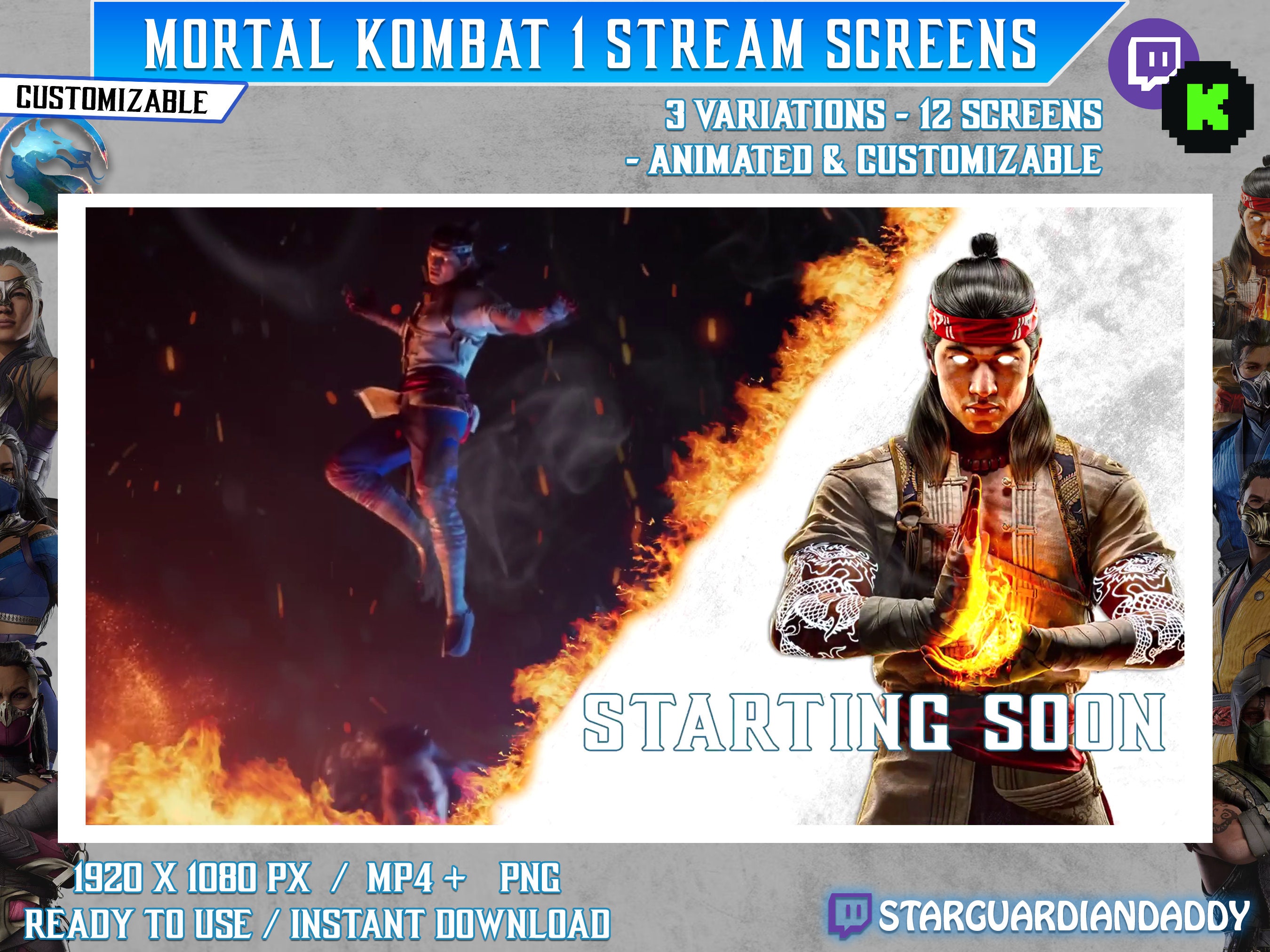 Mortal Kombat 1 Stream Screens / Animated Overlay / Starting Soon - Be ...