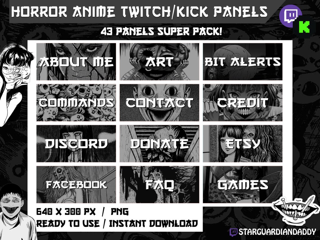 Stream Horror Anime Panels - 43 Panels - Dark Manga Twitch/kick Panels ...