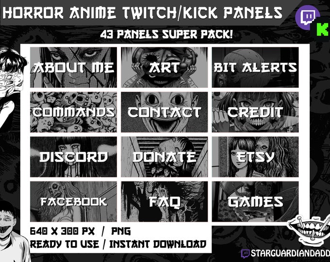 Stream Horror Anime Panels - 43 Panels - Dark Manga Twitch/kick Panels ...