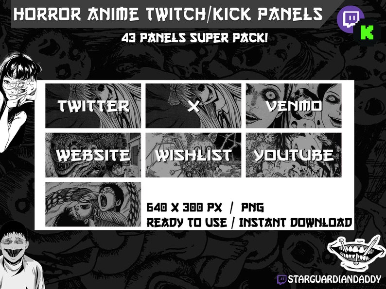 Stream Horror Anime Panels - 43 Panels - Dark Manga Twitch/kick Panels ...