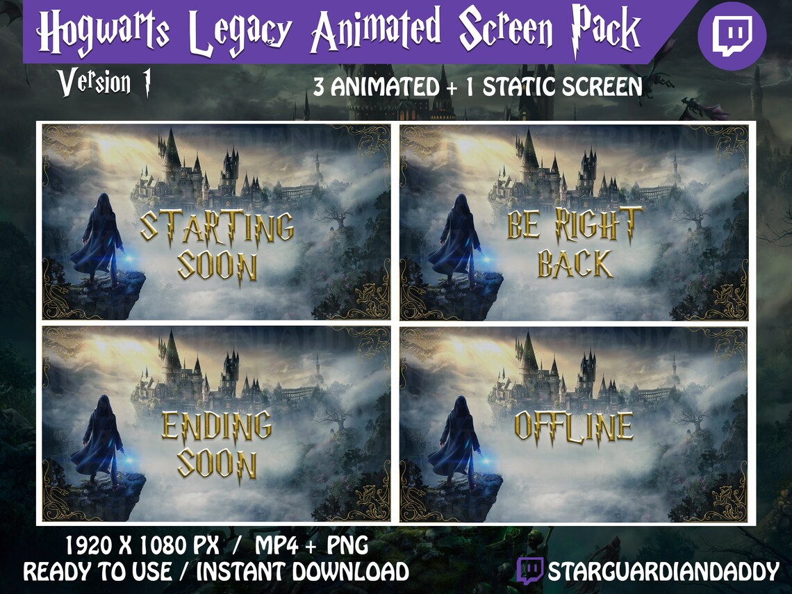 Hogwarts Legacy Screen Pack Overlay - Harry P Twitch Layout - Starting ...