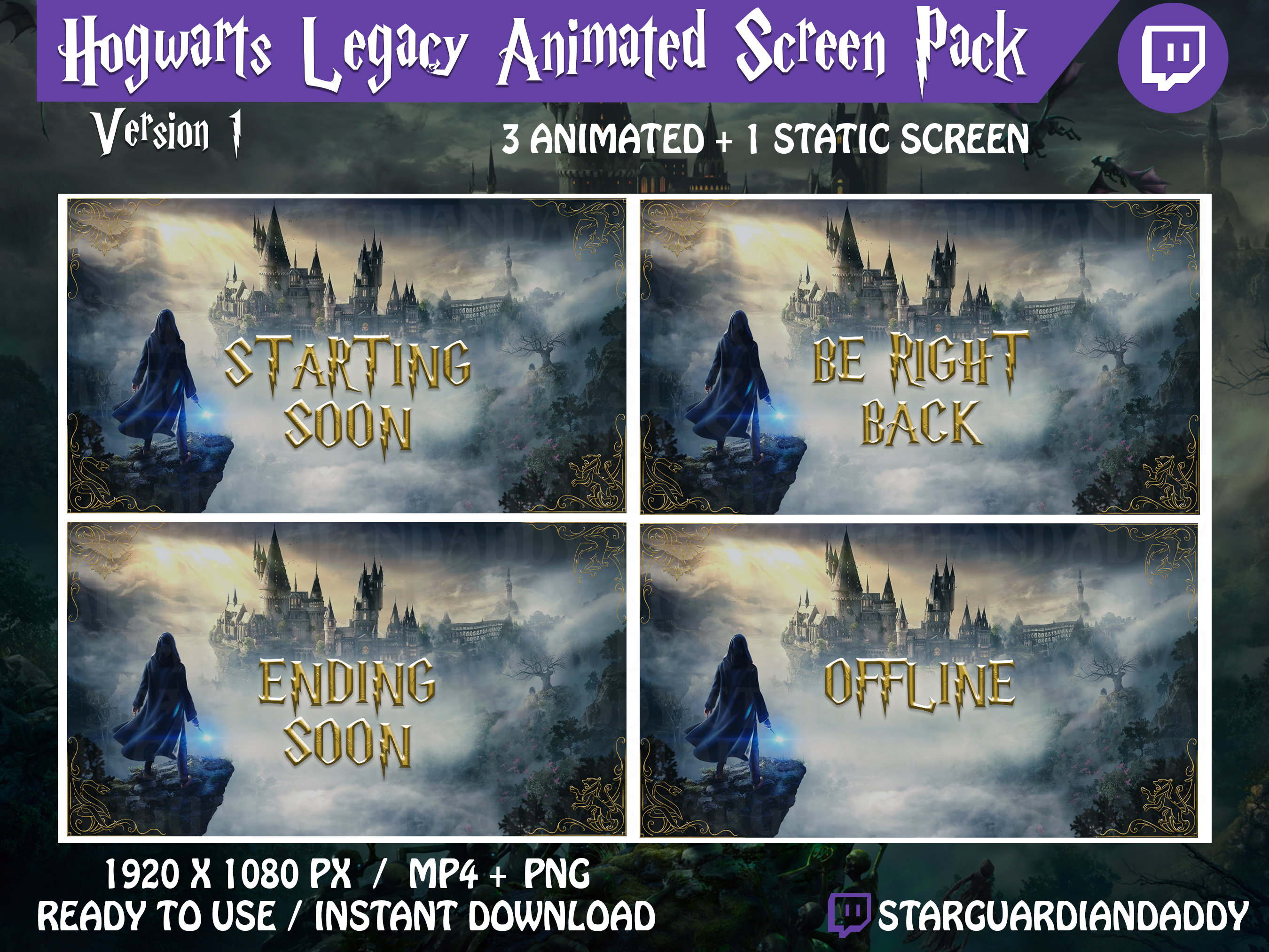 Hogwarts Legacy Screen Pack Overlay - Harry P Twitch Layout - Starting ...