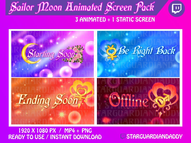 Sailor Moon Theme Twitch/kick Animated Stream Screen Pack With SFX ...