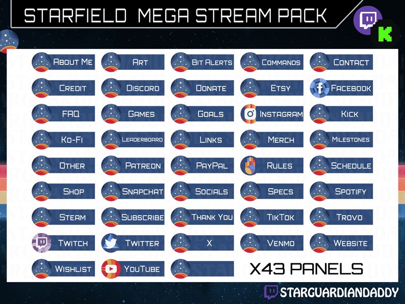 Starfield Mega Stream Pack - Over 85 Assets, Animated Twitch/kick ...
