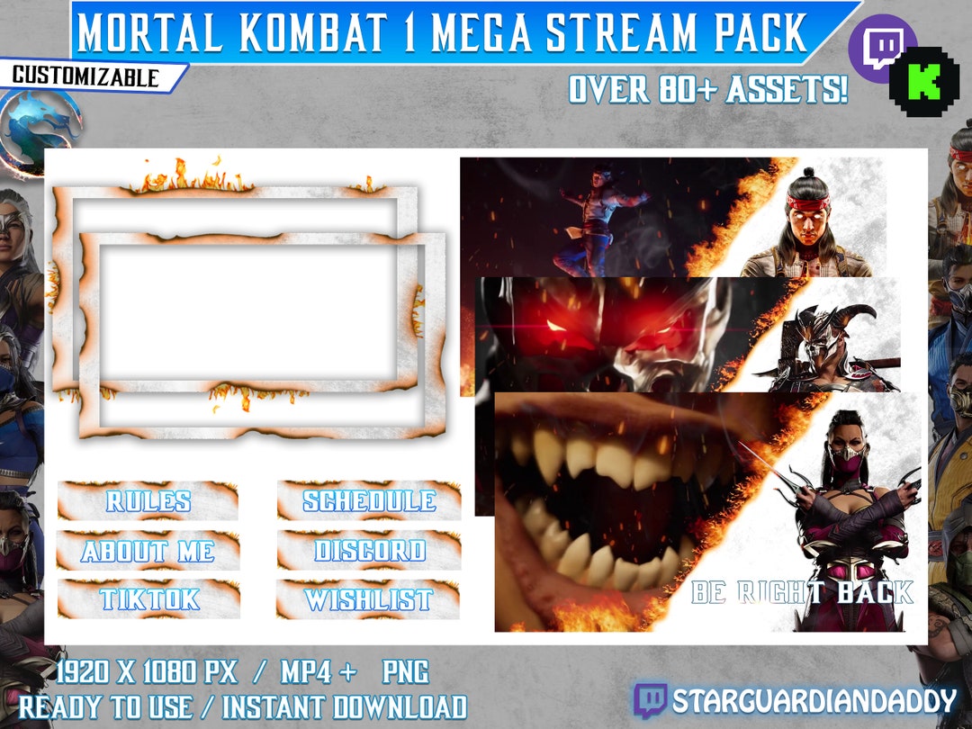 Mortal Kombat 1 Stream Mega Pack . Over 80 Assets, Animated Twitch/kick ...