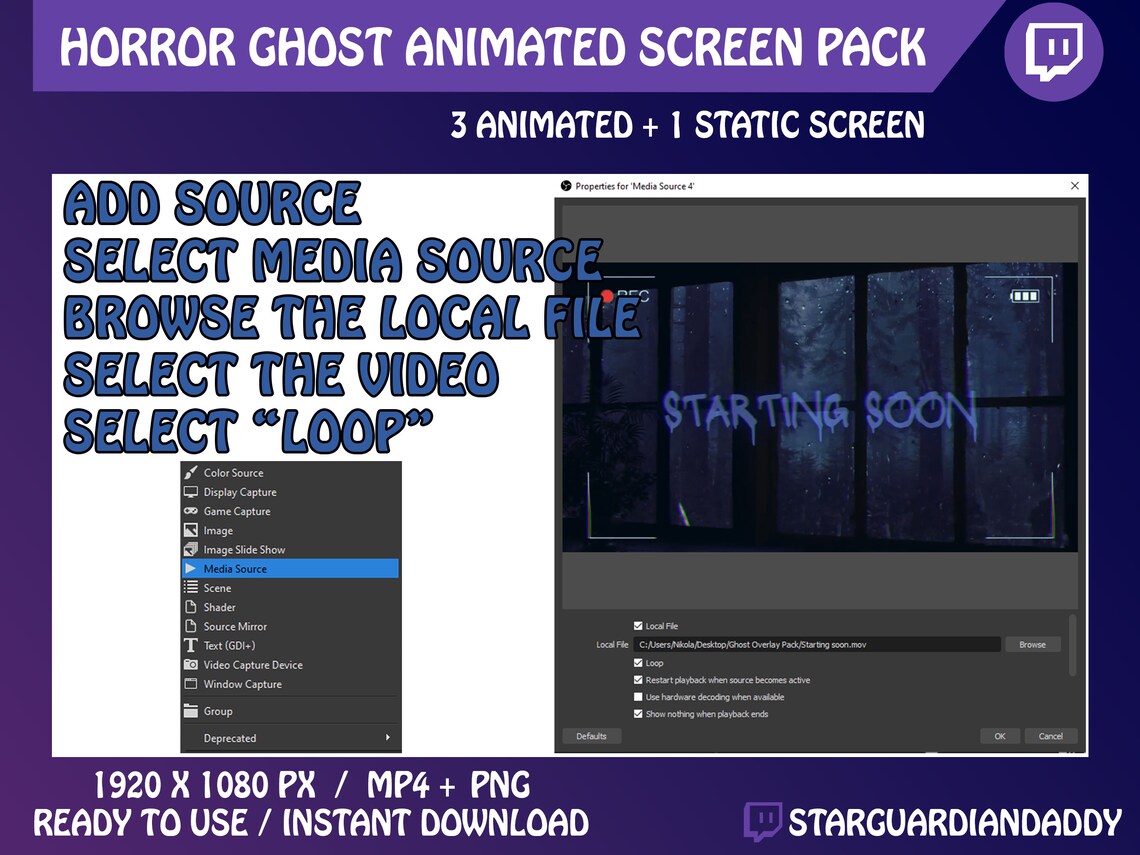 Horror Ghost Theme - Twitch Animated Stream Screen Pack - Starting Soon ...