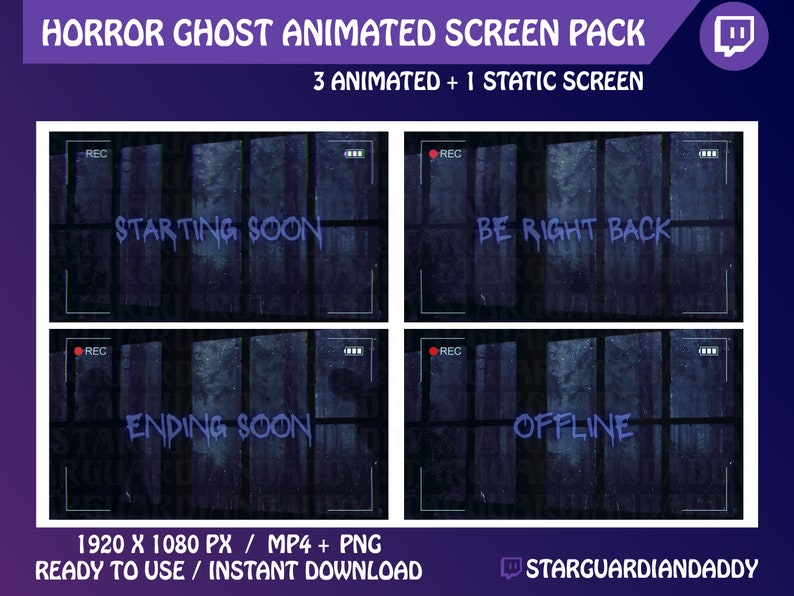 Horror Ghost Theme - Twitch Animated Stream Screen Pack - Starting Soon ...
