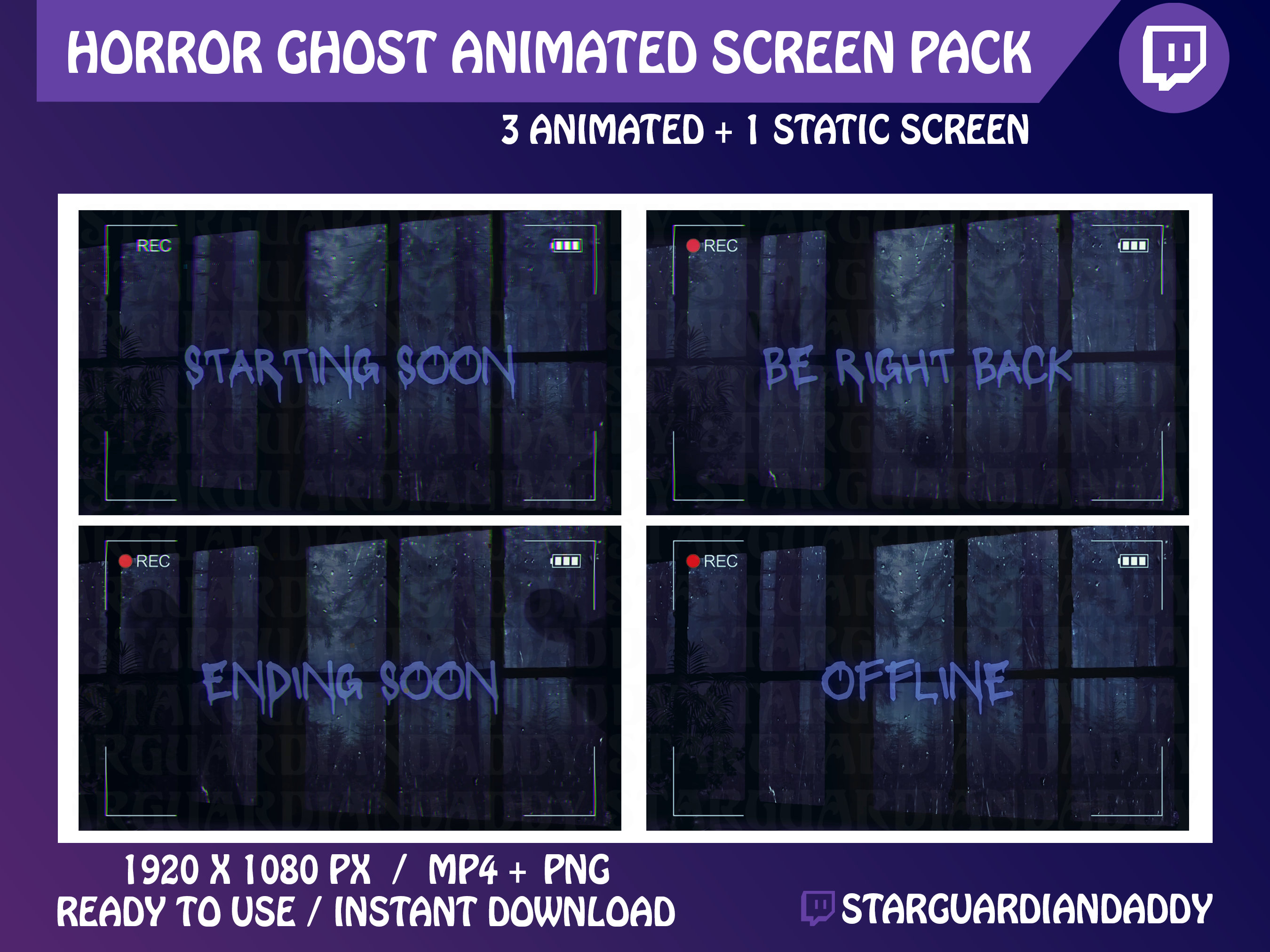 Horror Ghost Theme - Twitch Animated Stream Screen Pack - Starting Soon ...