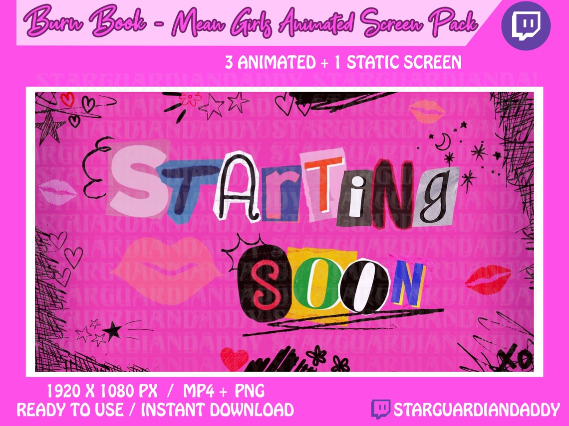 Burn Book Mean Girls Pink Journal Twitch Animated Stream Screen Pack ...