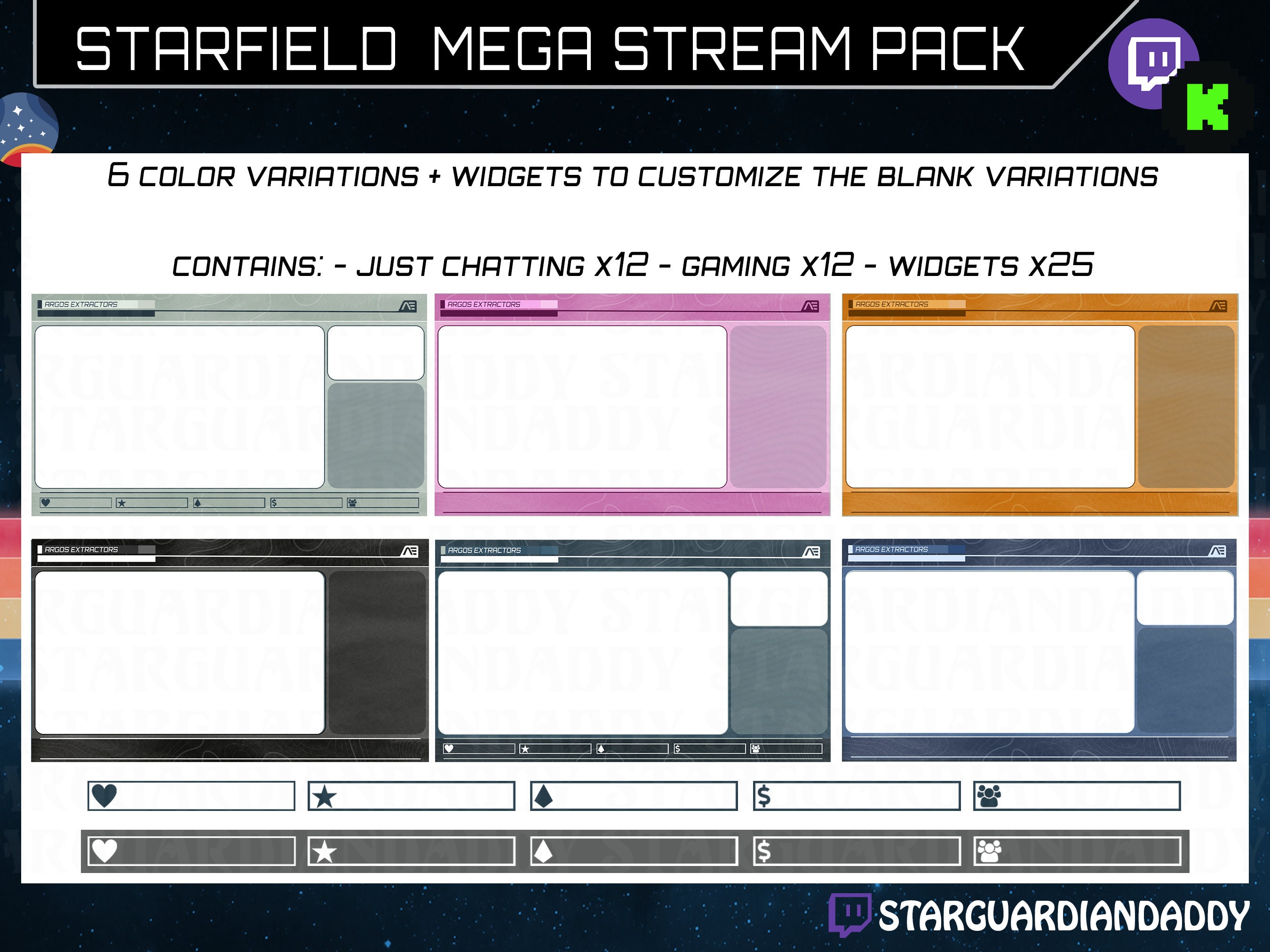 Starfield Mega Stream Pack - Over 85 Assets, Animated Twitch/kick ...