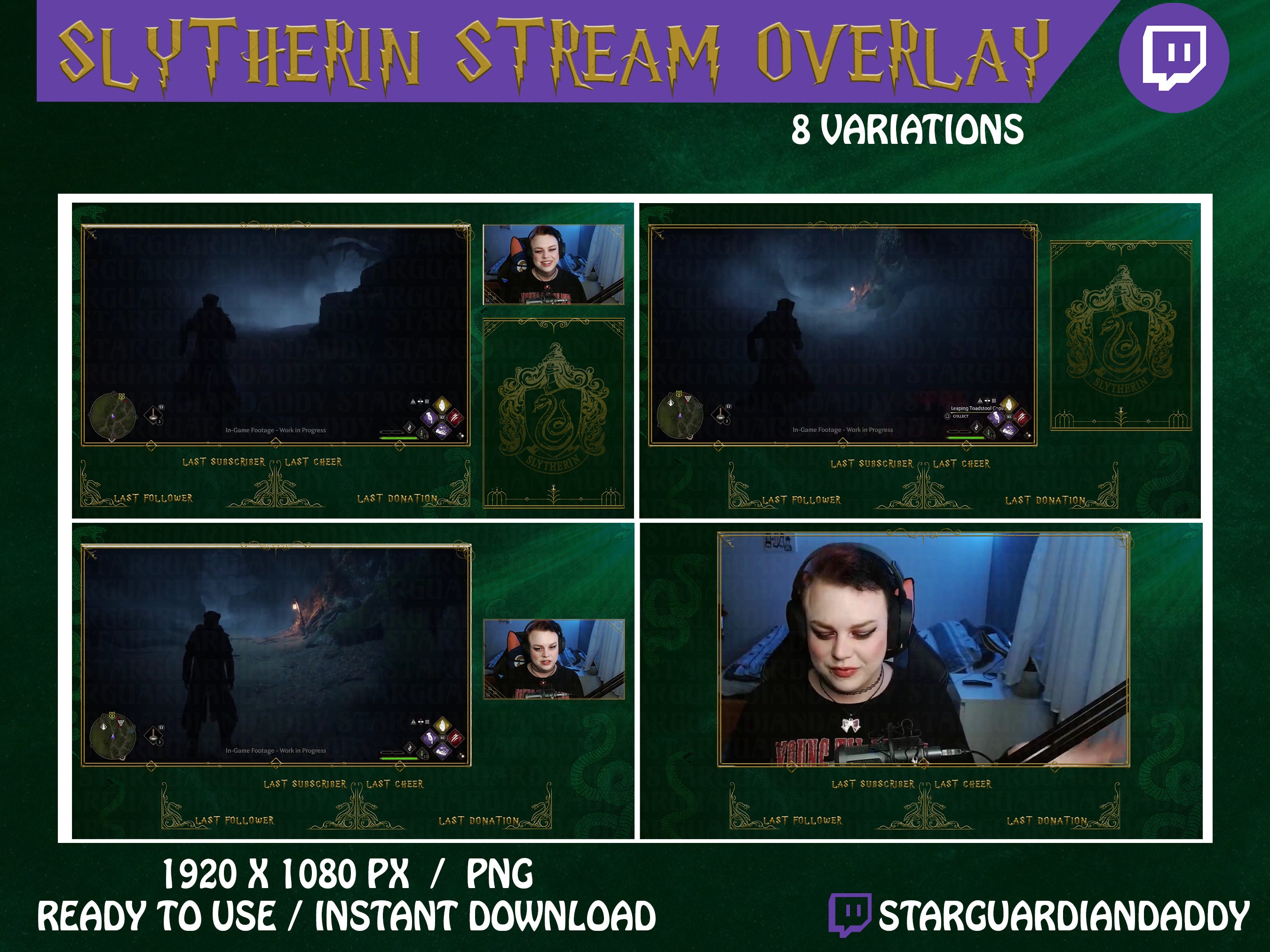 Slytherin Themed Stream Overlay - Hogwarts Legacy - Harry P Layout ...